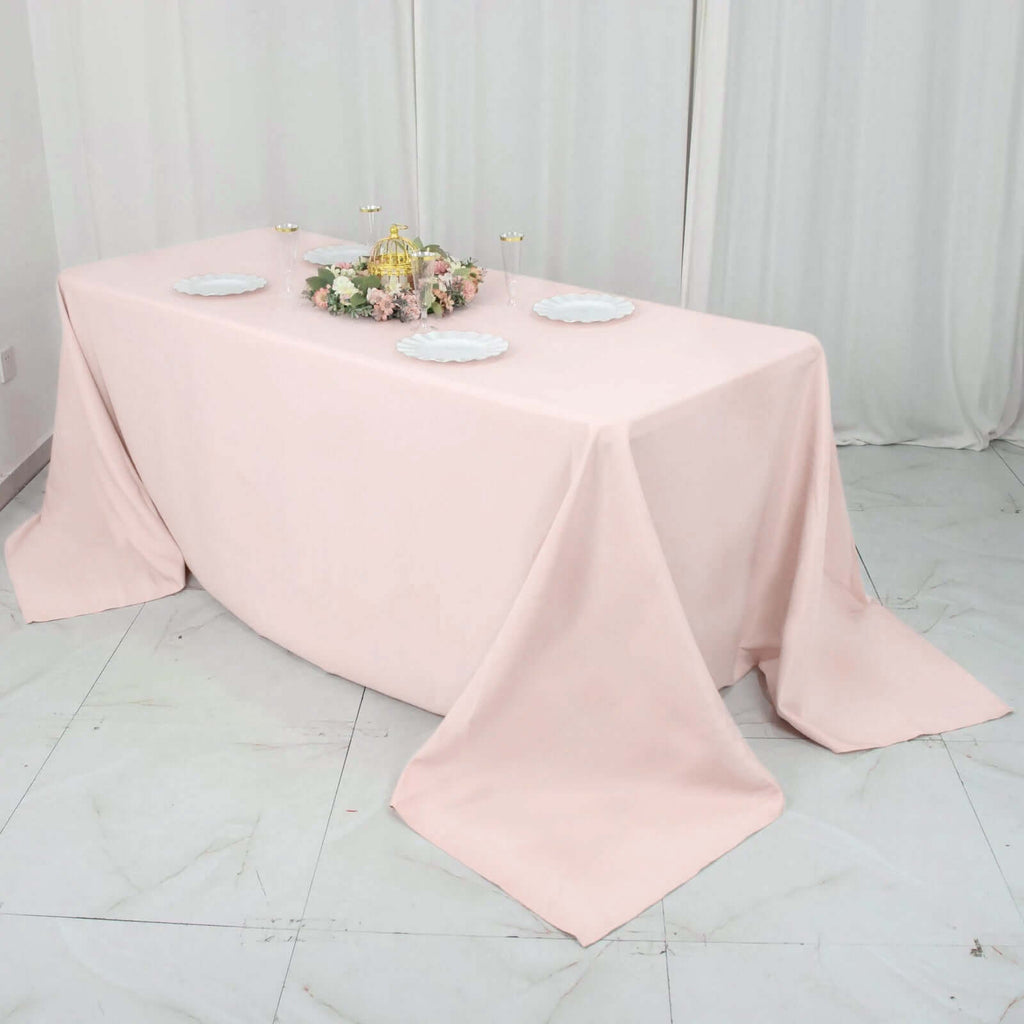 Premium Polyester Tablecloth 90"x132" Blush | TableclothsFactory