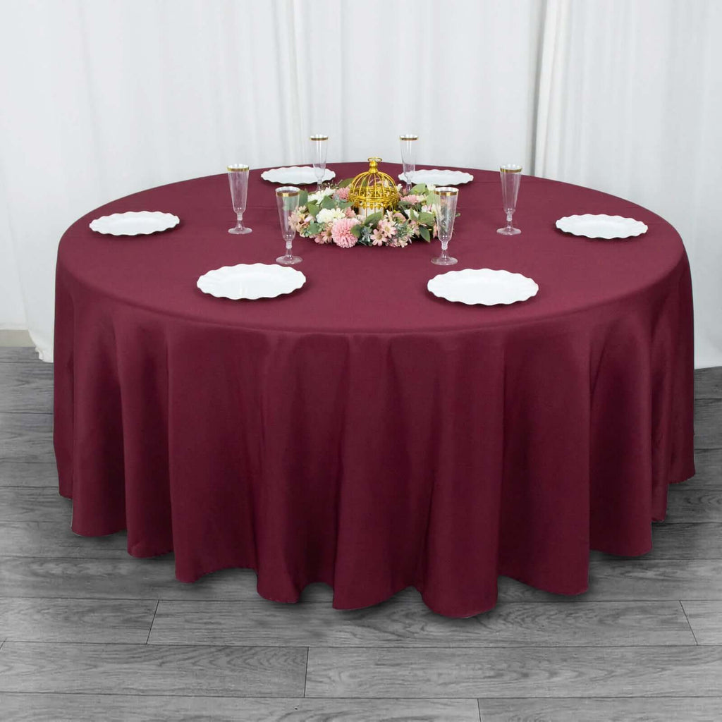 Premium Polyester Tablecloth 108" Burgundy | TableclothsFactory