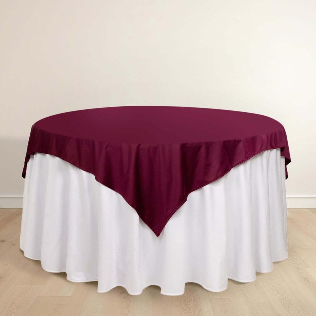Premium Scuba Square Overlay 70"x70" Burgundy | TableclothsFactory