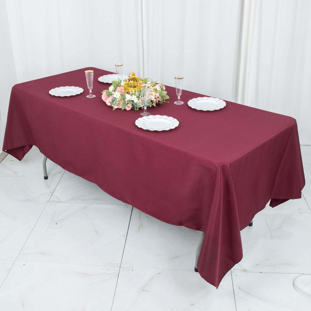 Premium Polyester Tablecloth 60"x102" Burgundy | TableclothsFactory