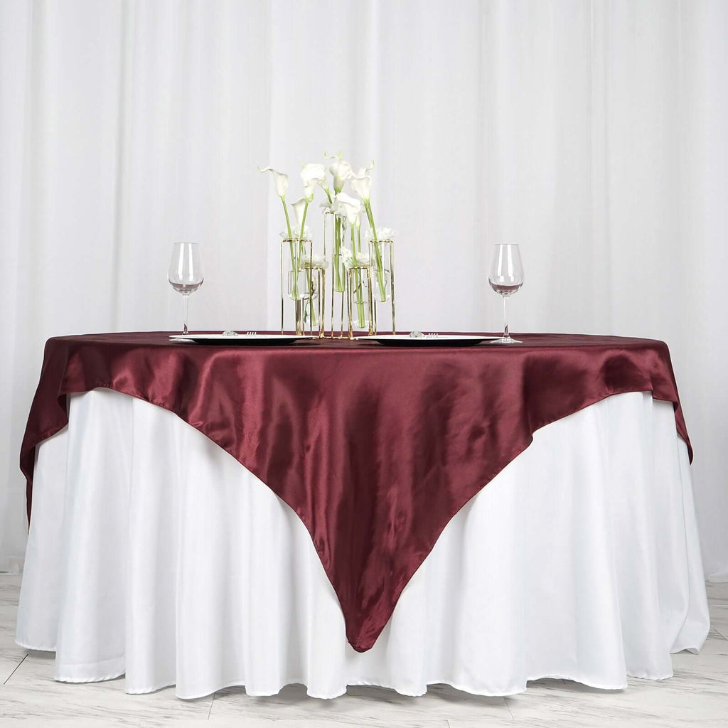 Satin Overlay 72"x72" Burgundy | TableclothsFactory