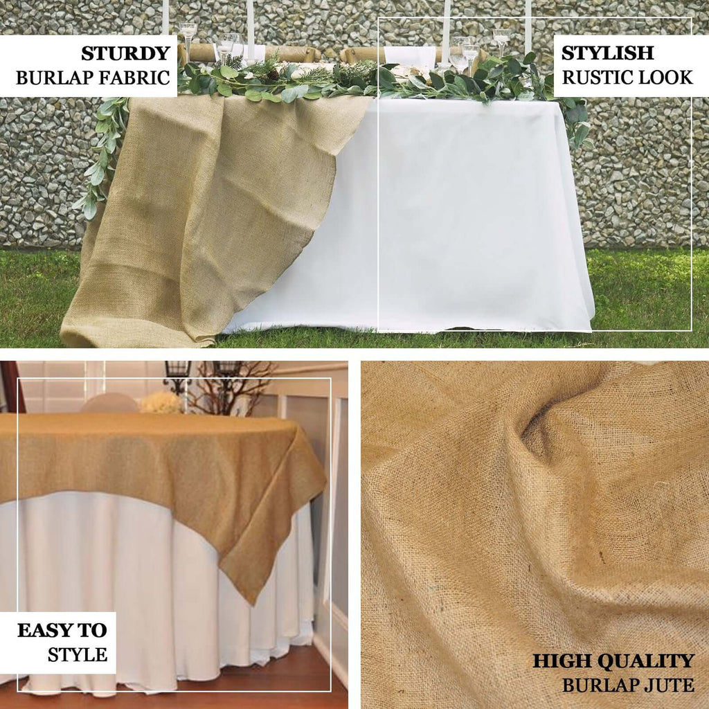 Burlap Table Overlay 90"x90" Natural | TableclothsFactory