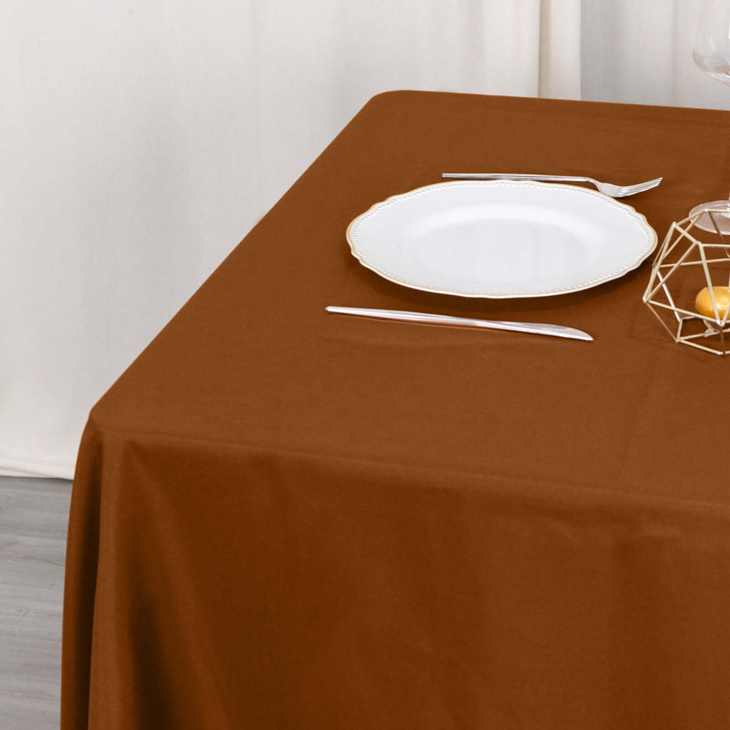 Polyester Tablecloth 70"x70" Cinnamon Brown | TableclothsFactory