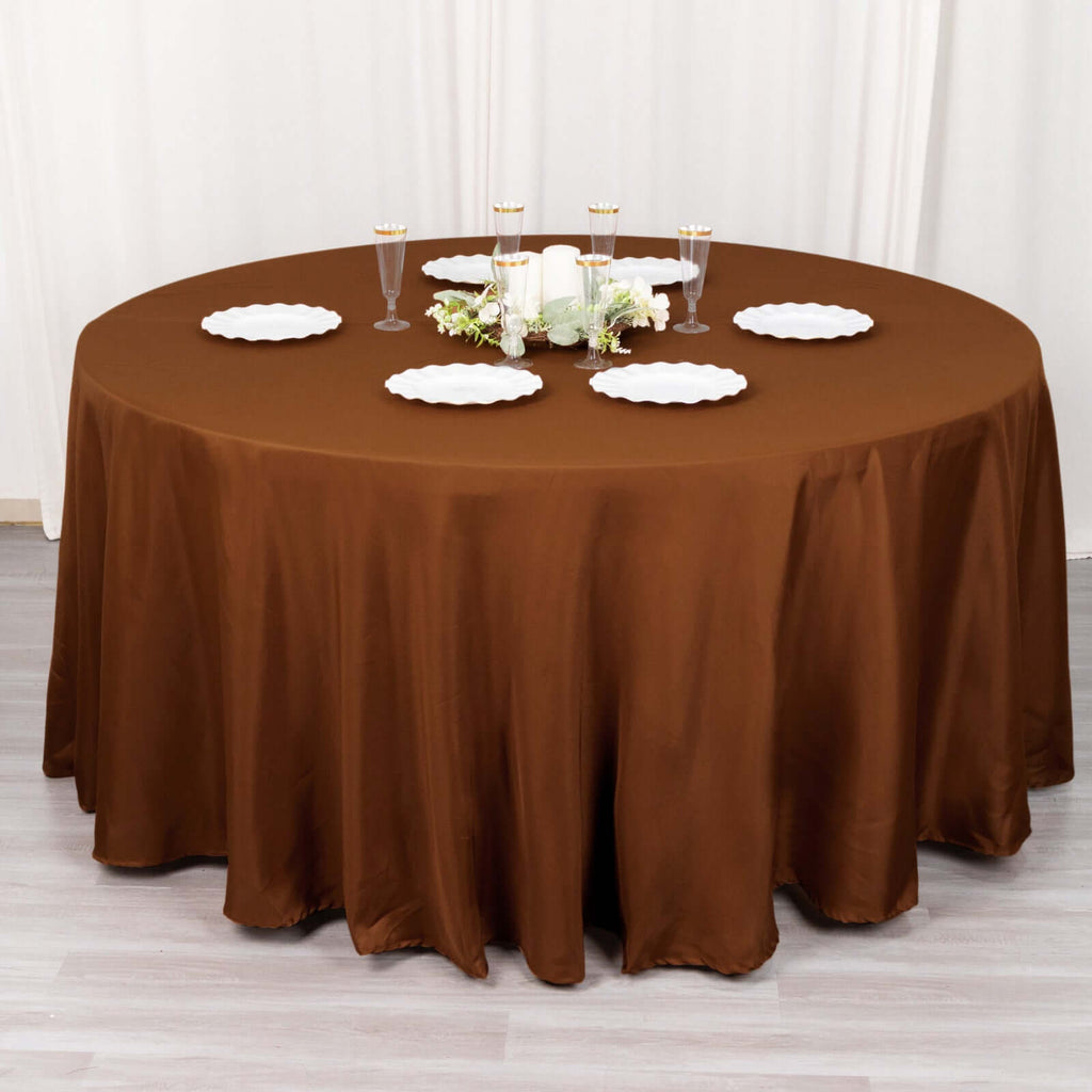 Polyester Tablecloth 120" Cinnamon Brown | TableclothsFactory