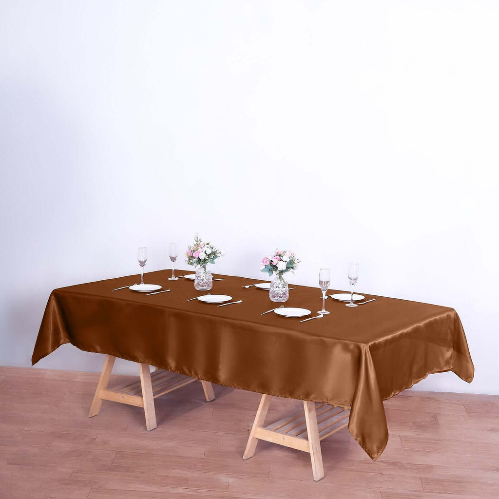 Satin Tablecloth 60"x102" Cinnamon Brown | TableclothsFactory