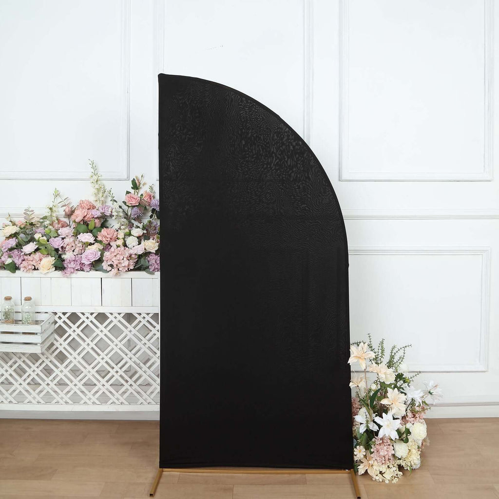 6ft Matte Black Spandex Half Moon Backdrop Cover | TableclothsFactory