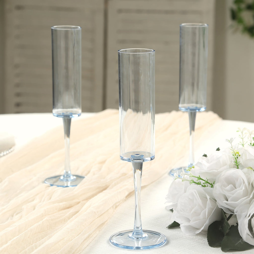 Plastic Cylindrical Goblets Transparent Dusty Blue 6oz | TableclothsFactory