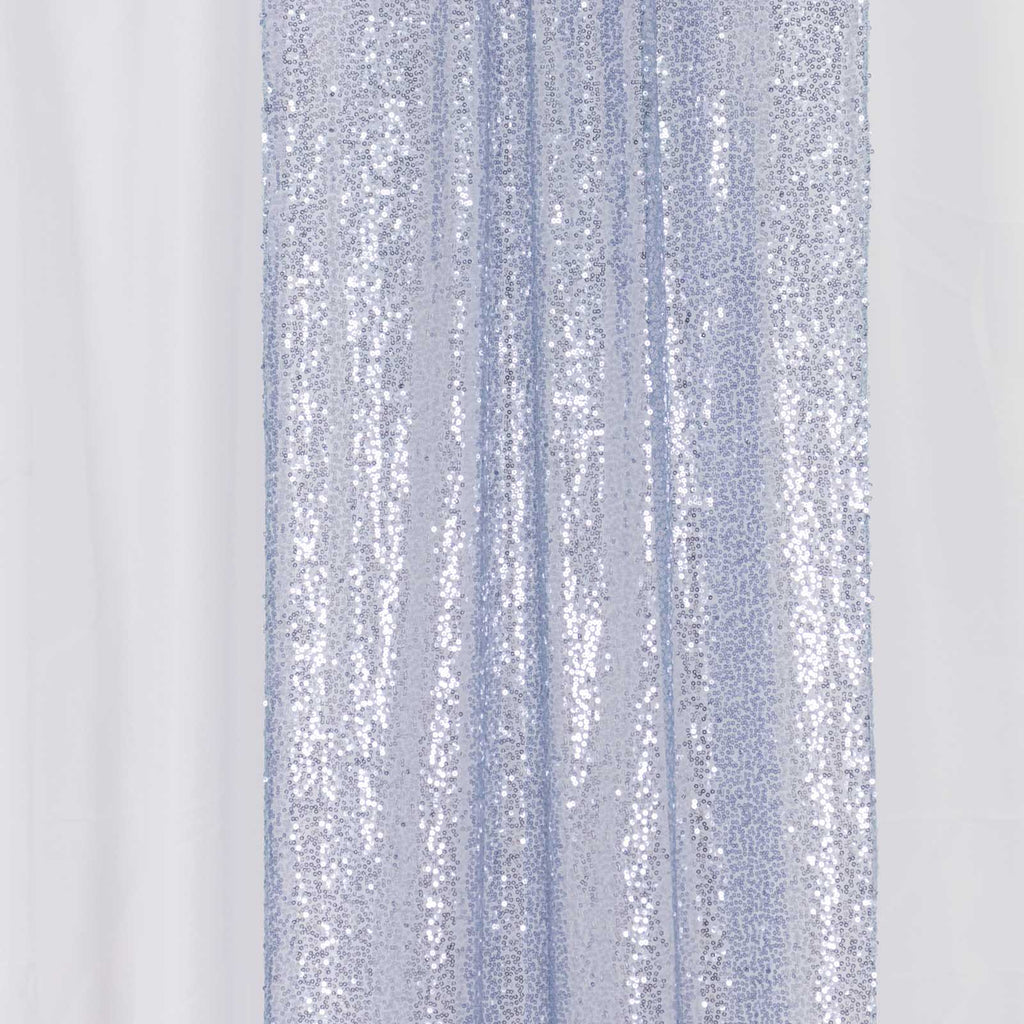Dusty Blue Sequin Event Curtains 2 Pack | TableclothsFactory