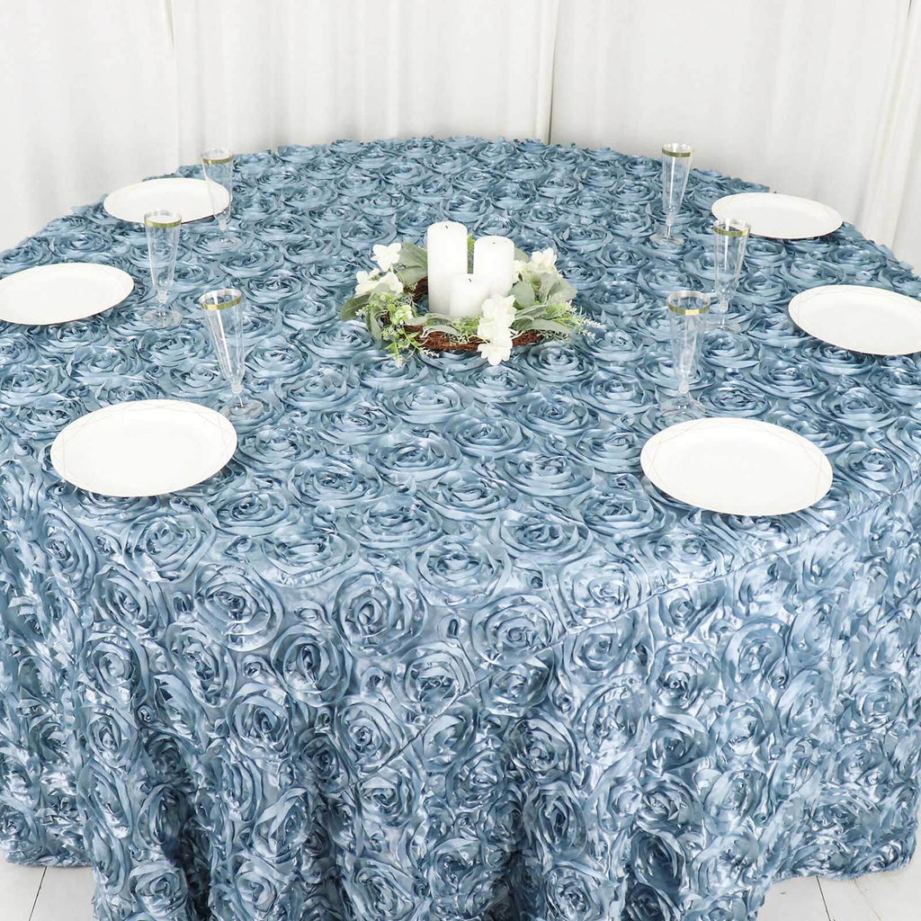 Rosette Tablecloth 120” Dusty Blue | TableclothsFactory
