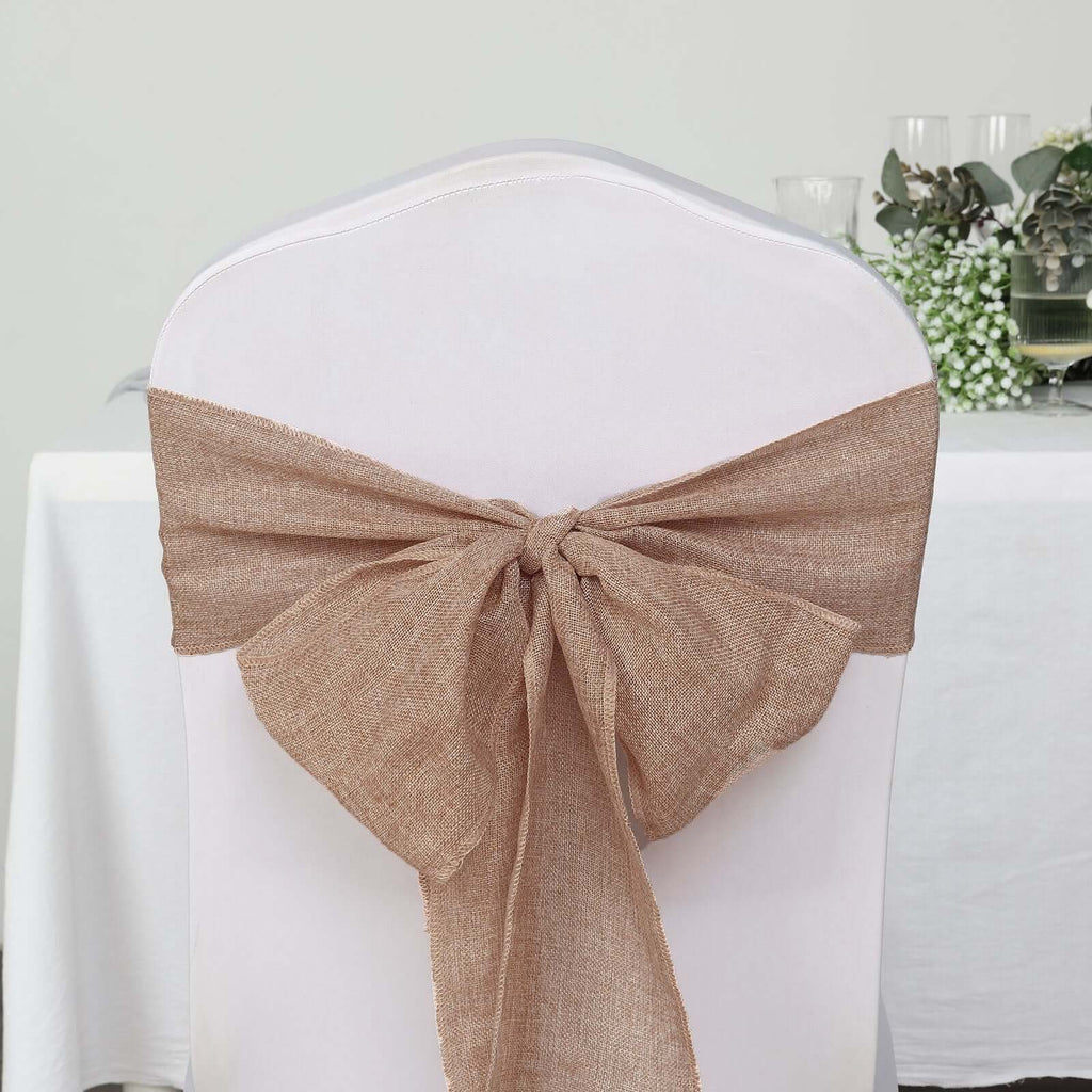 Faux Burlap Chair Sashes 6"x108" Dusty Rose | TableclothsFactory