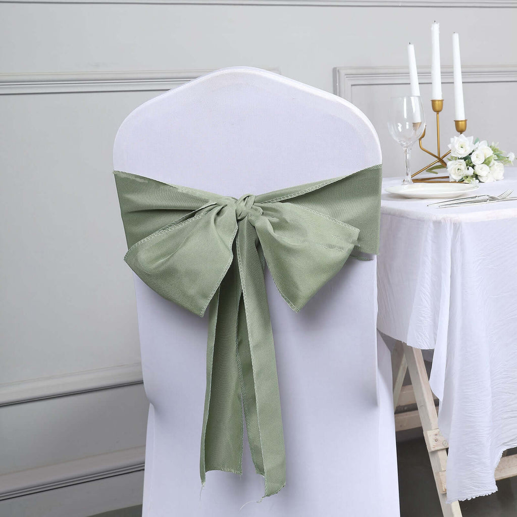 Polyester Chair Sashes 6"x108" Dusty Sage Green | TableclothsFactory