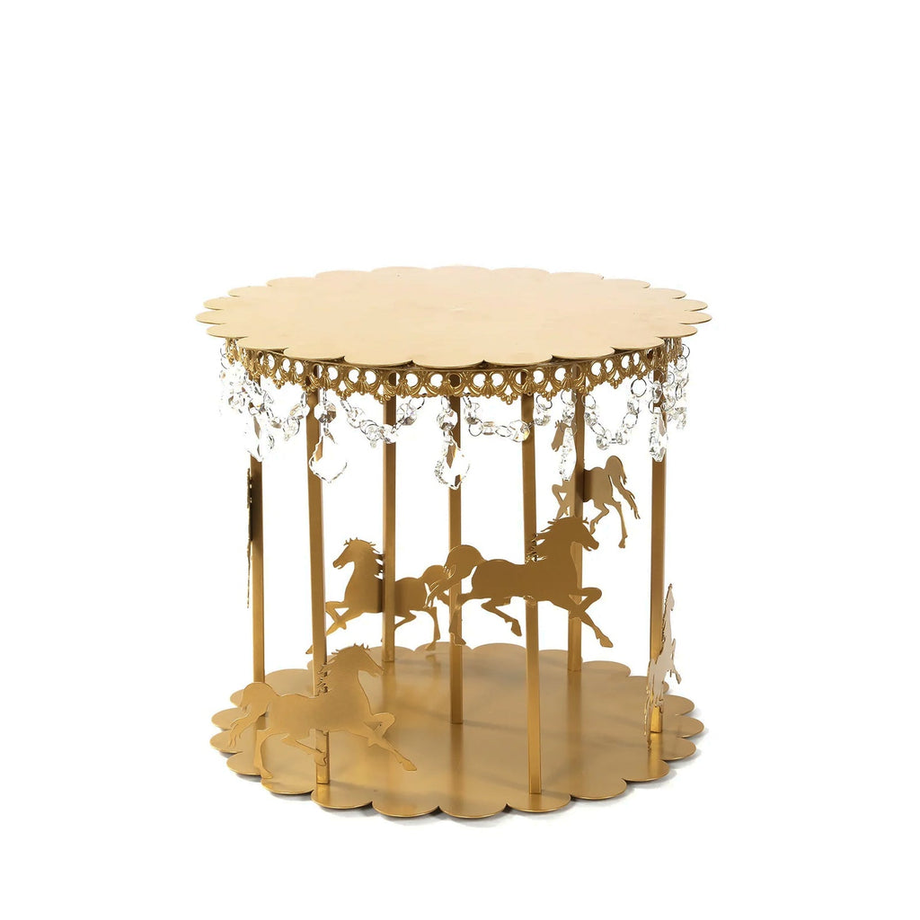 Carousel Metal Round Cake Stand Gold 14" | TableclothsFactory