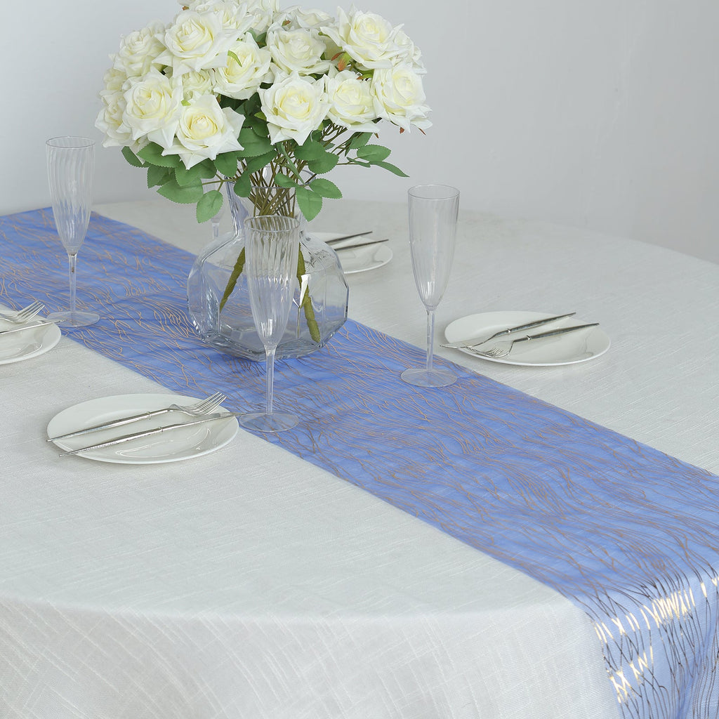 Organza Table Runners 12"x108" Royal Blue | TableclothsFactory