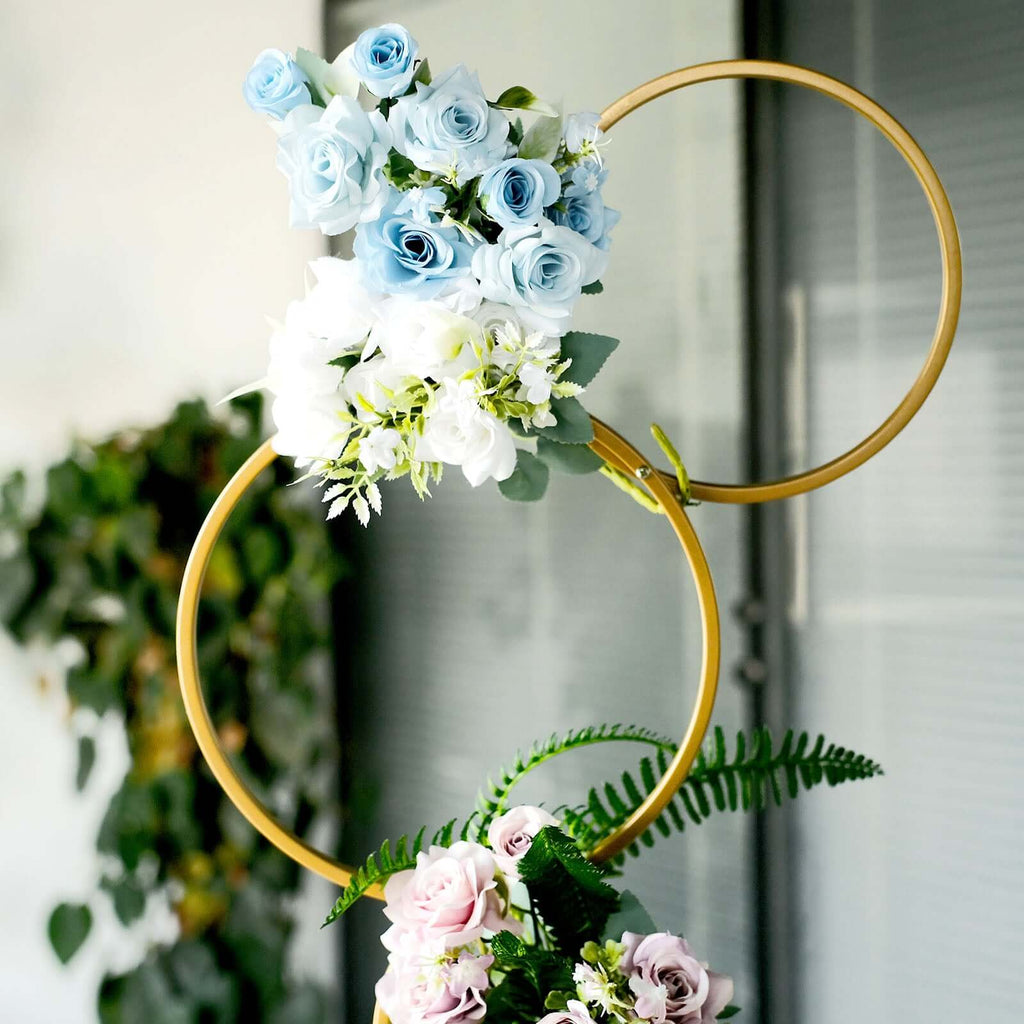 3ft Gold Metal Hoop Flower Stand | TableclothsFactory