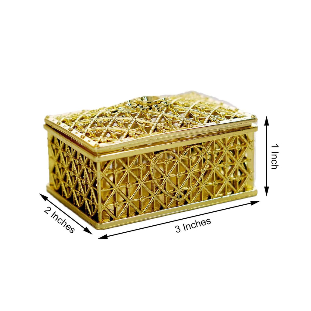 Plastic Vintage Rectangular Candy Containers 3" Gold | TableclothsFactory