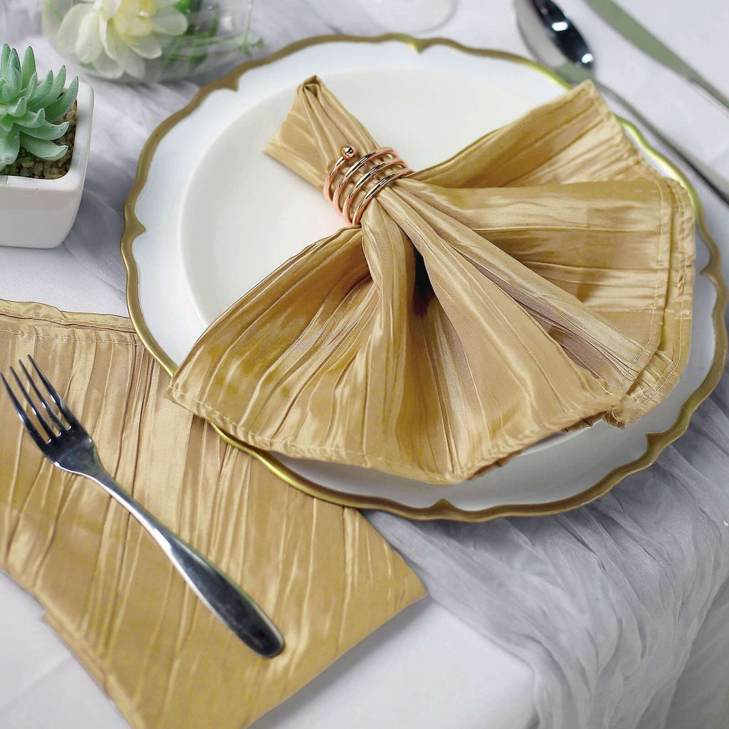 Accordion Napkins 20x20 Gold | TableclothsFactory