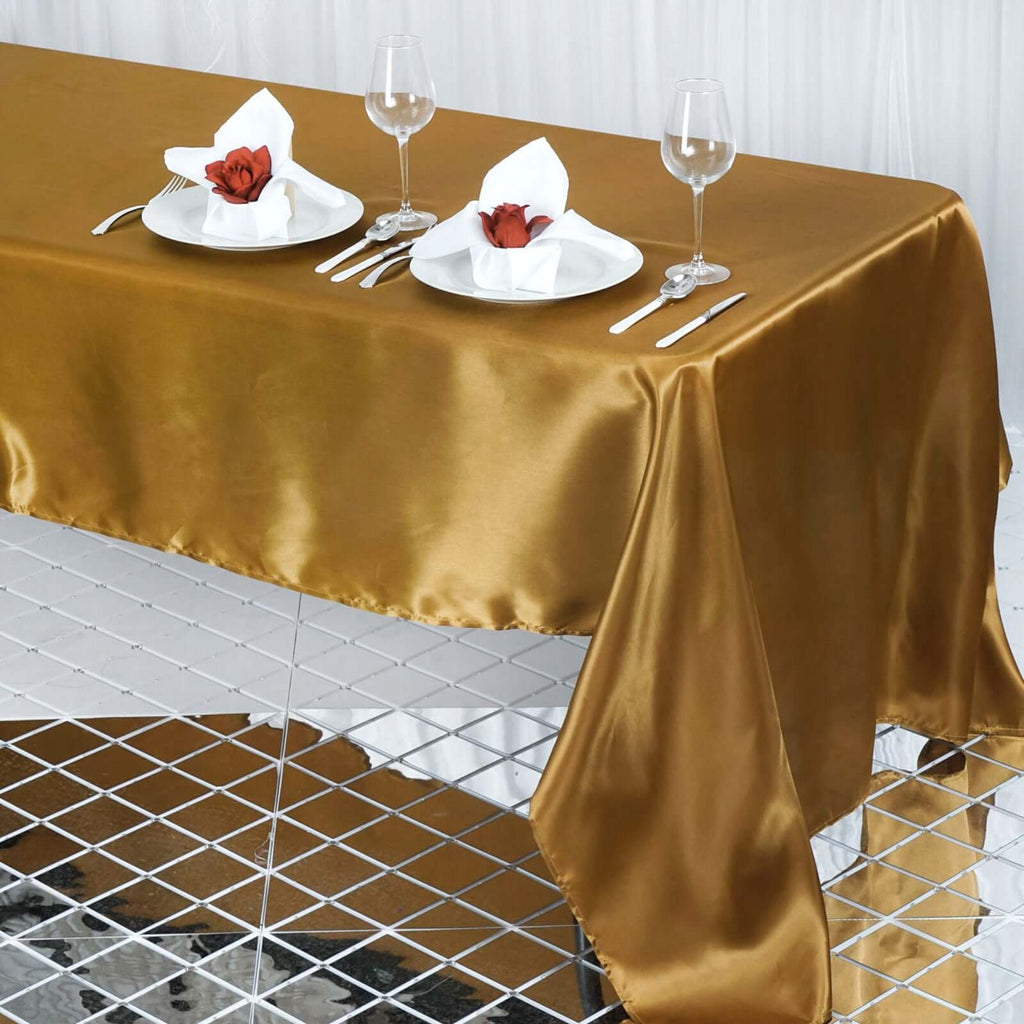 Satin Rectangle Tablecloth 60"x126" Gold | TableclothsFactory