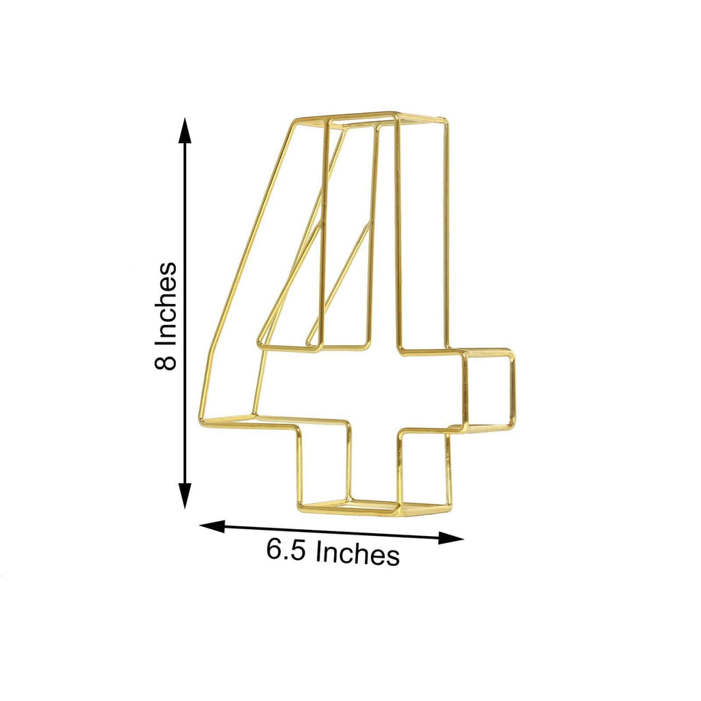 Gold 3D Decorative Metal Wire Table Numbers - 4 | TableclothsFactory