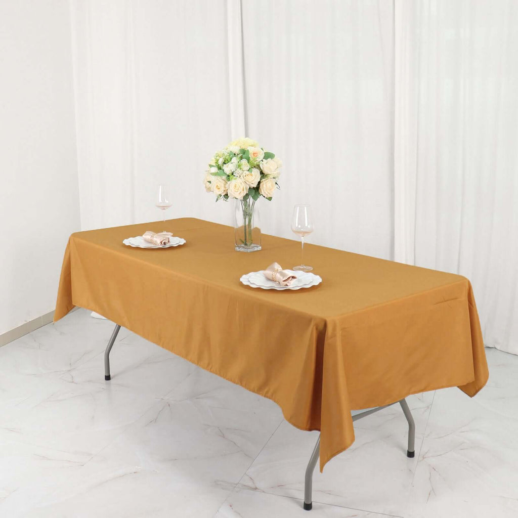 Polyester Rectangle Tablecloth 54"x96" Gold | TableclothsFactory