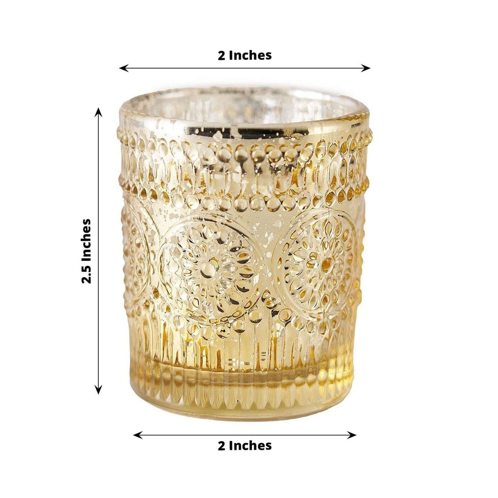 Primrose Glass Candle Holders Gold | TableclothsFactory