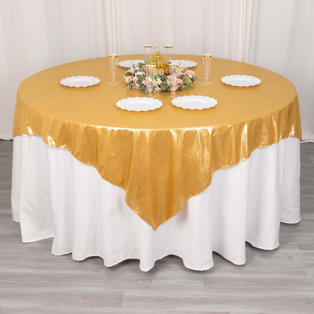 Sequin Dots Overlay 72"x72" Gold | TableclothsFactory