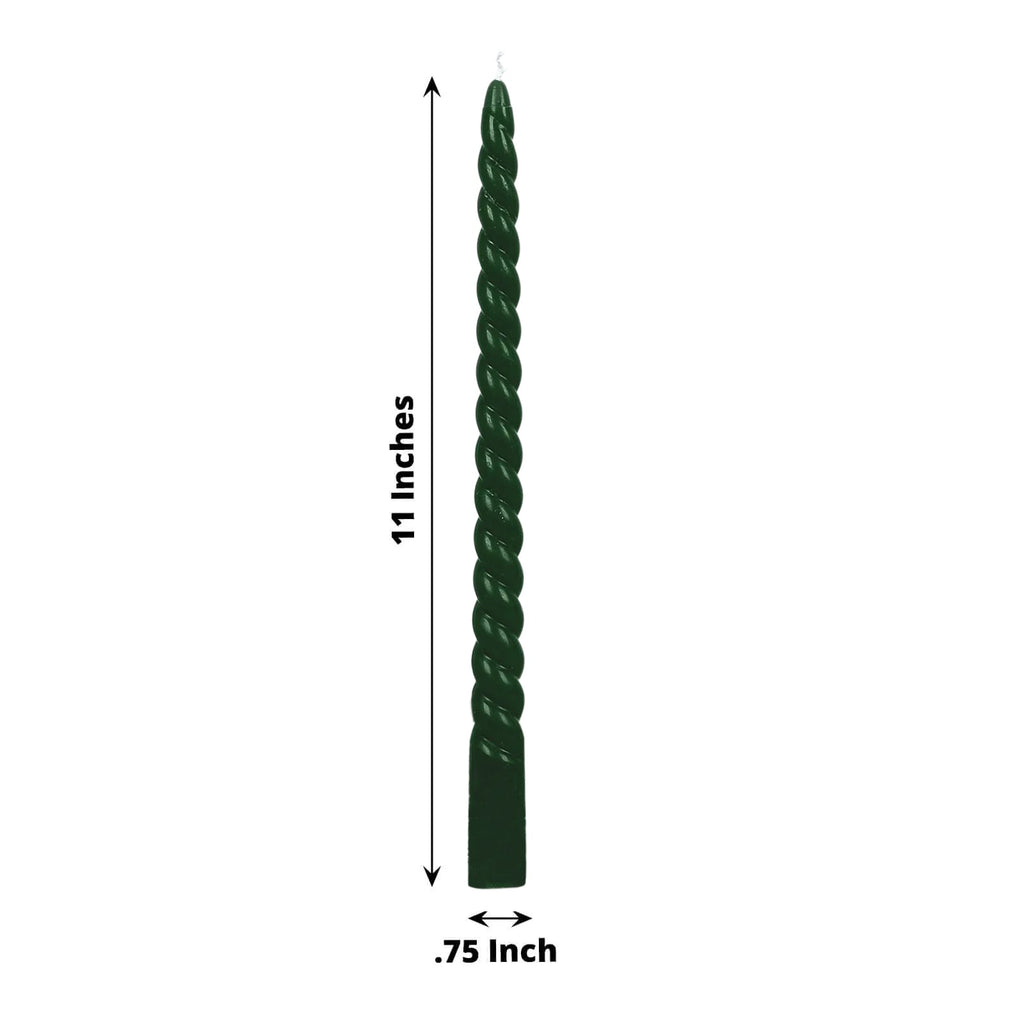 Hunter Green Spiral Taper Candles 11" | TableclothsFactory