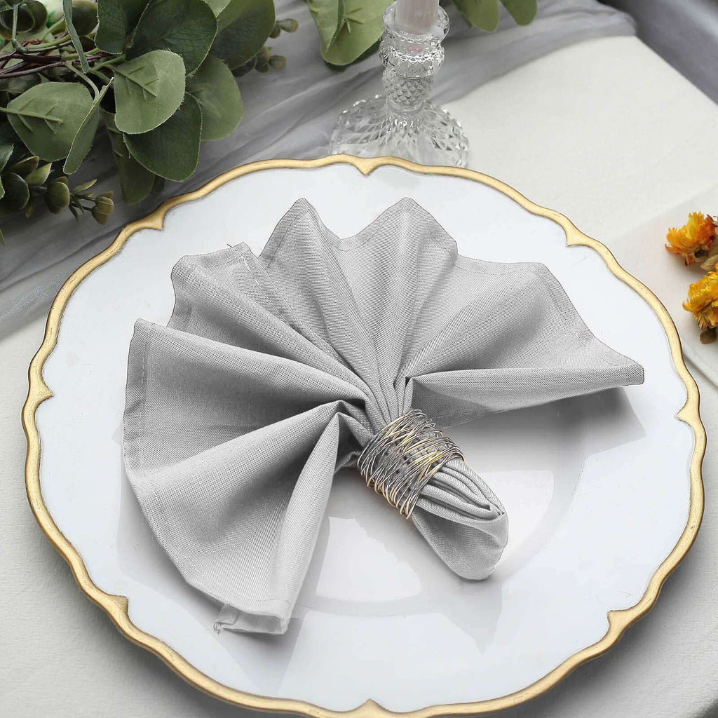 Polyester Napkins 17"x17" Silver | TableclothsFactory