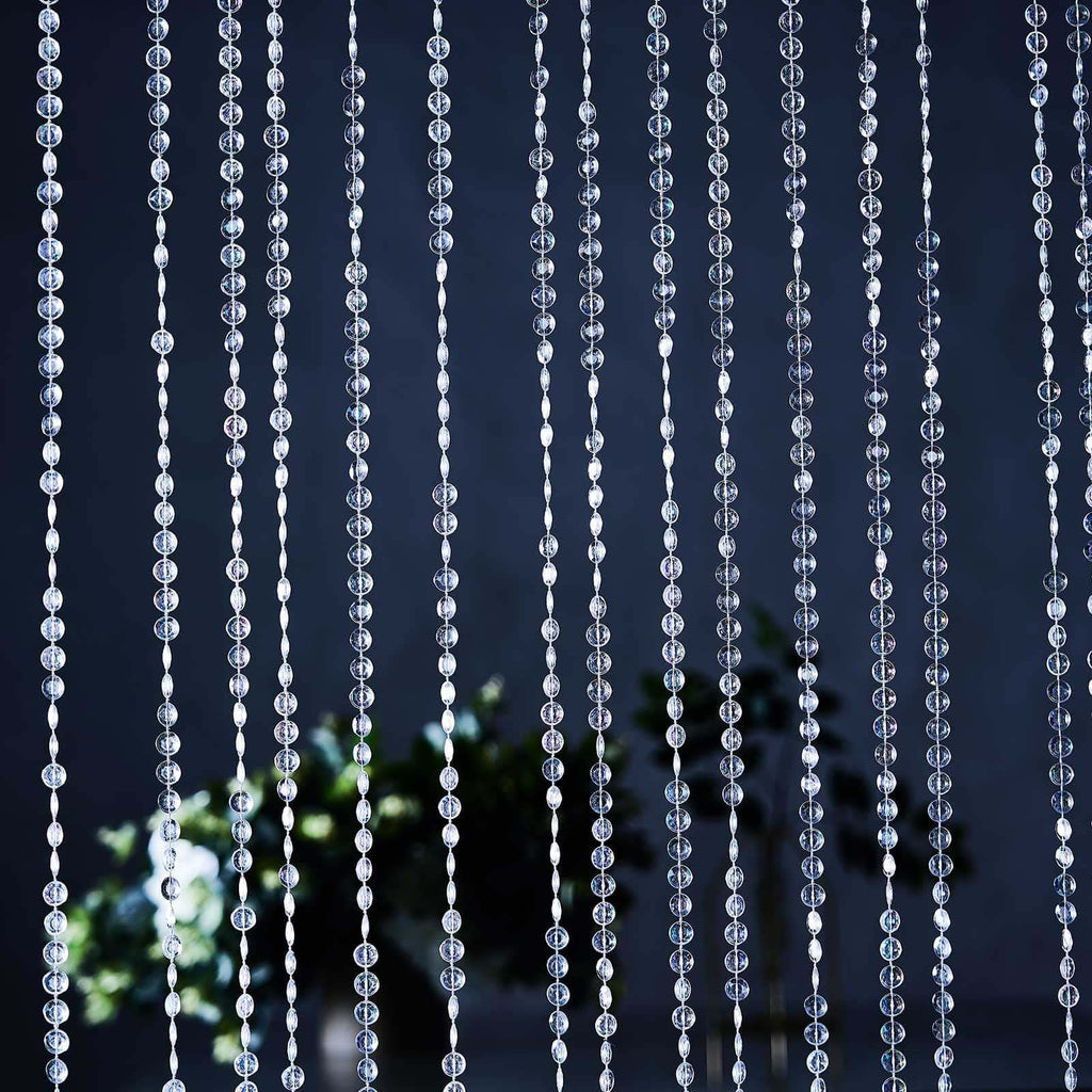 15ft Crystal Beaded Ceiling Drape Curtains | TableclothsFactory