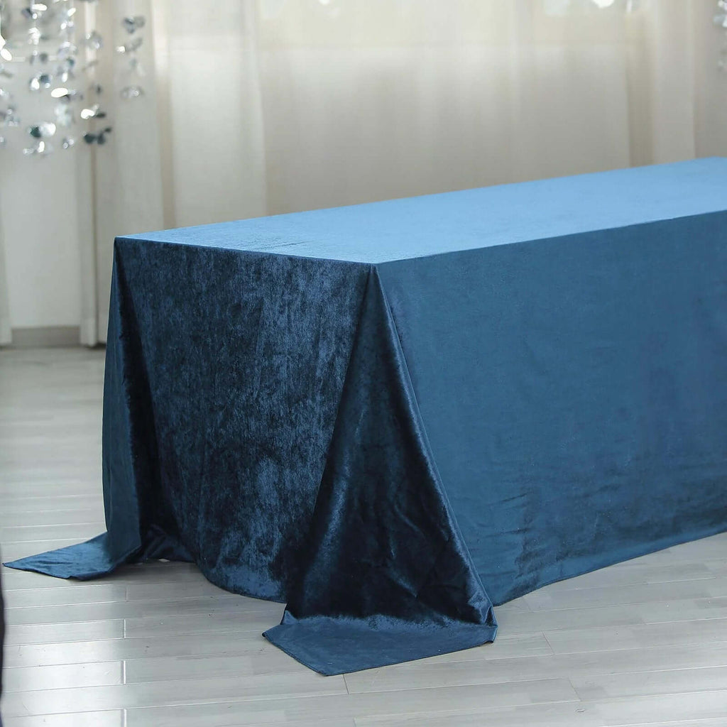 Velvet Tablecloth 90"x156" Navy Blue | TableclothsFactory