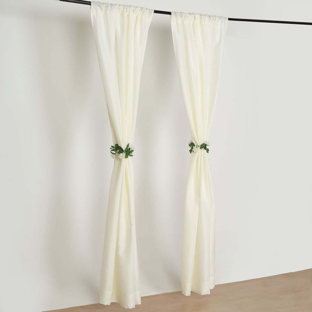 Ivory Polyester Event Curtain Drapes 10ftx8ft | TableclothsFactory