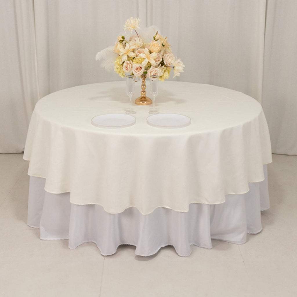 Cotton Blend Round Tablecloth 90" Ivory | TableclothsFactory