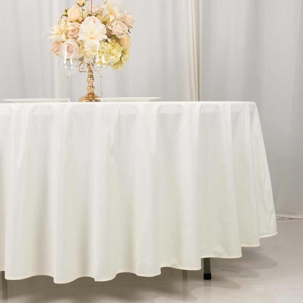 Premium Scuba Round Tablecloth 108" Ivory | TableclothsFactory