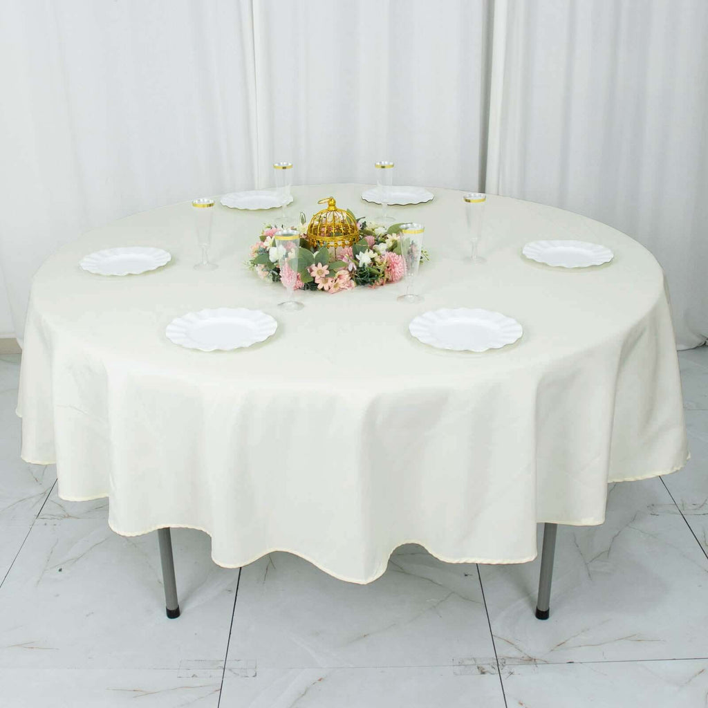 Premium Polyester Tablecloth 90" Ivory | TableclothsFactory