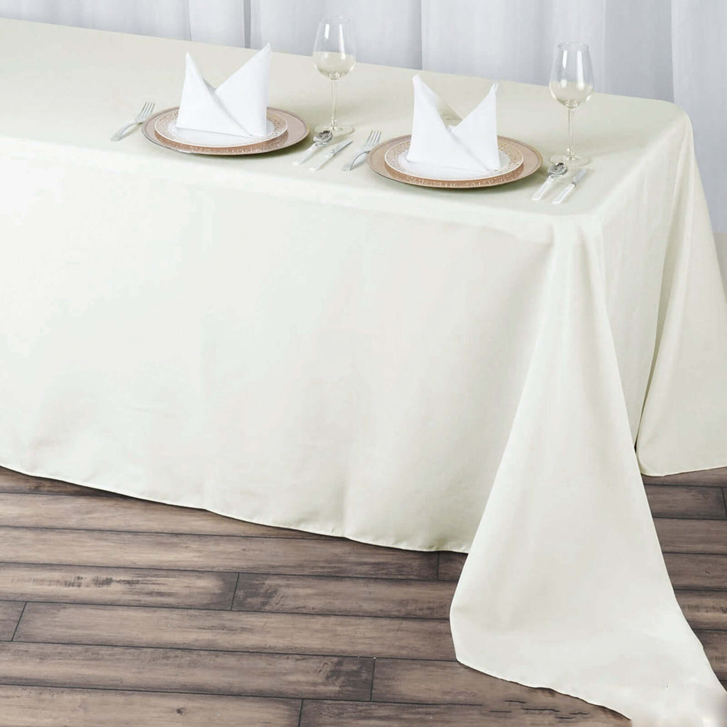 Premium Polyester Tablecloth 90"x156" Ivory | TableclothsFactory