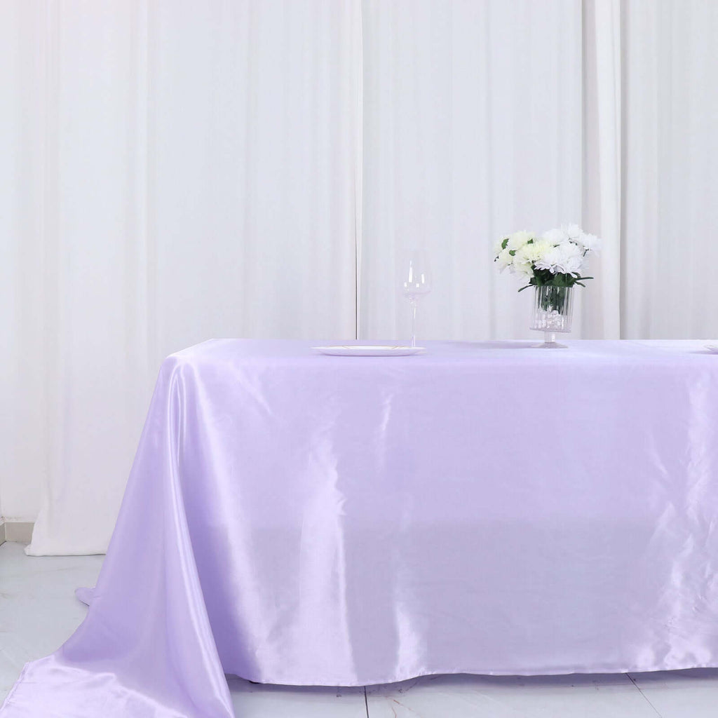 Satin Tablecloth 90"x132" Lavender Lilac | TableclothsFactory