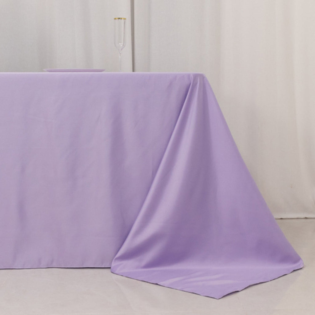 Lamour Satin Tablecloth 90"x156" Lavender Lilac | TableclothsFactory