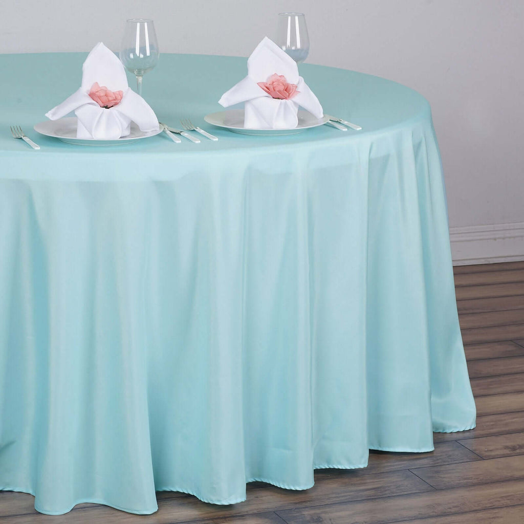 Polyester Round Tablecloth 120" Light Blue | TableclothsFactory