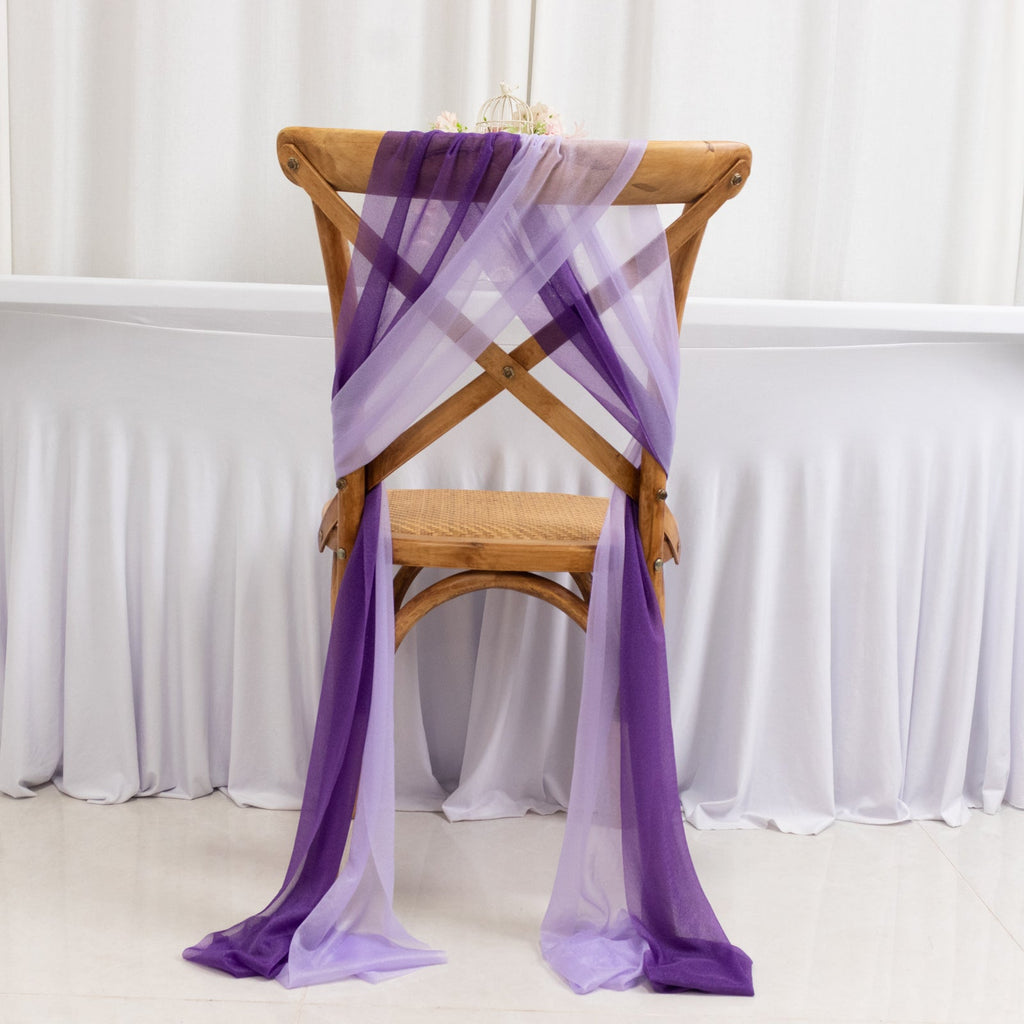 Sheer Purple Lilac Chair Sashes | TableclothsFactory