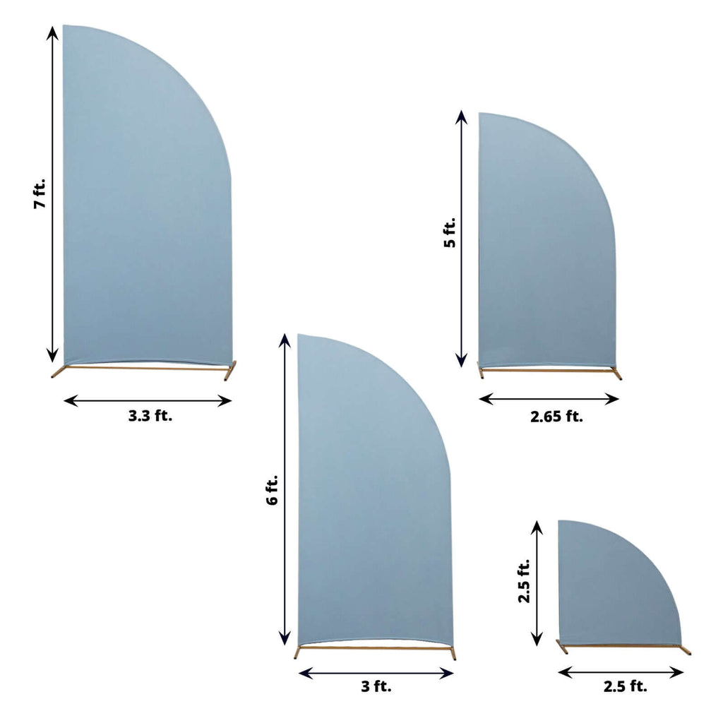 Matte Dusty Blue Spandex Half Moon Backdrop Covers | TableclothsFactory