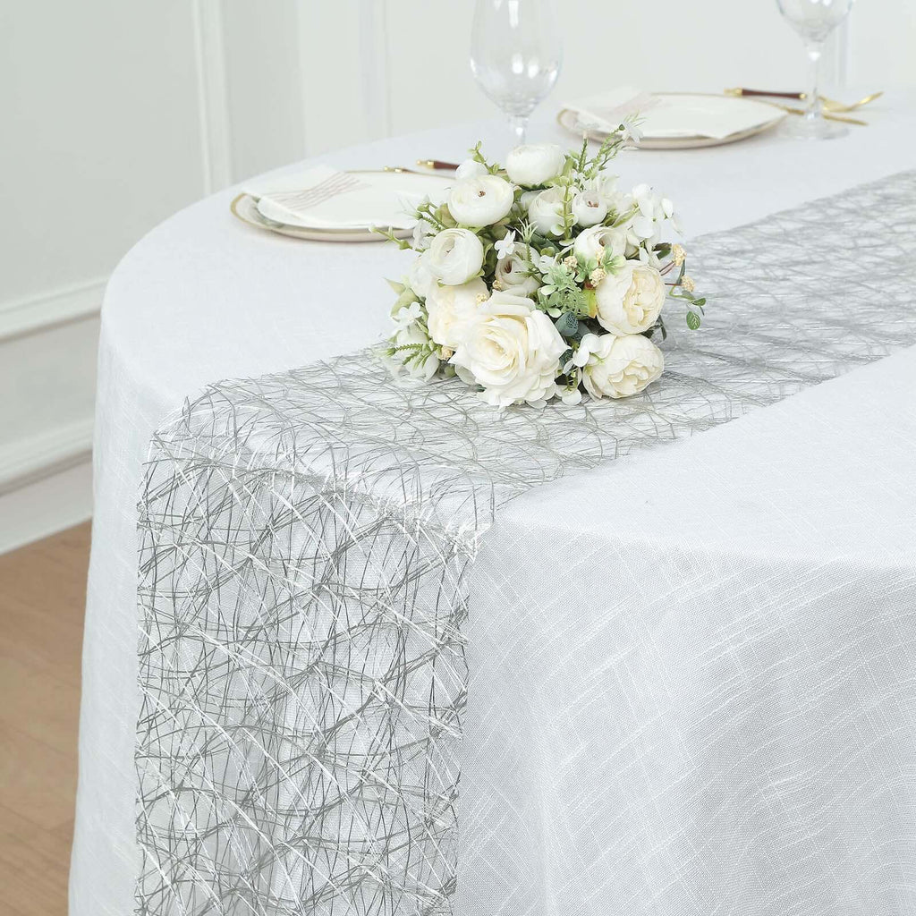 Polyester Fiber Table Runner 12"x108" Silver | TableclothsFactory