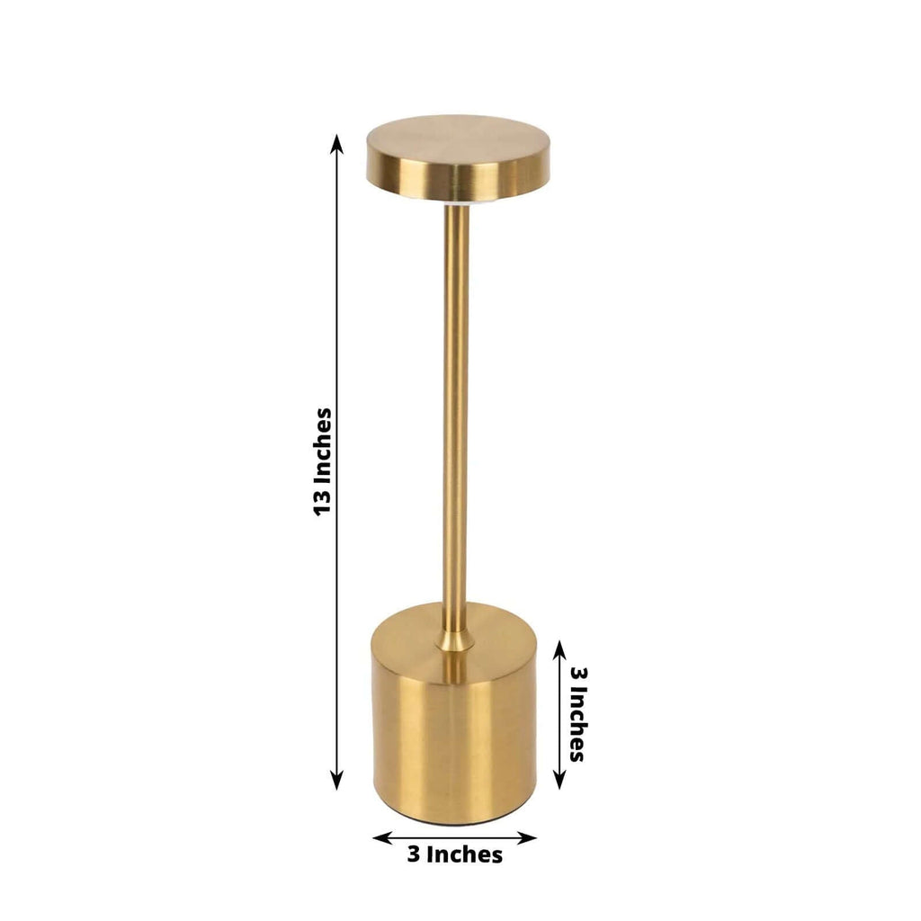 Metal Cordless Table Lamp Gold 13" | TableclothsFactory