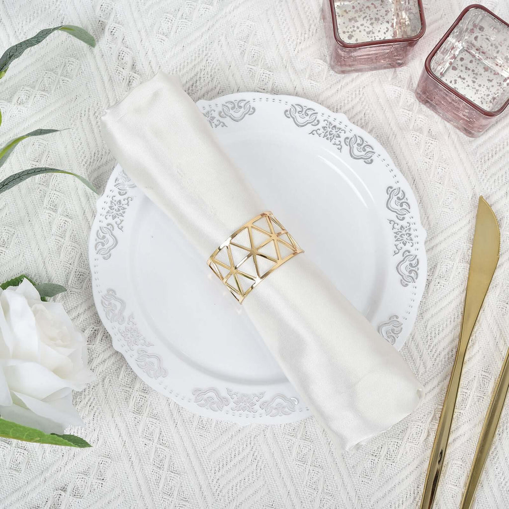 Metallic Gold Geometric Napkin Rings | TableclothsFactory