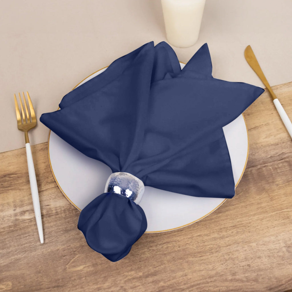 Cotton Blend Napkins 20"x20" Navy Blue | TableclothsFactory