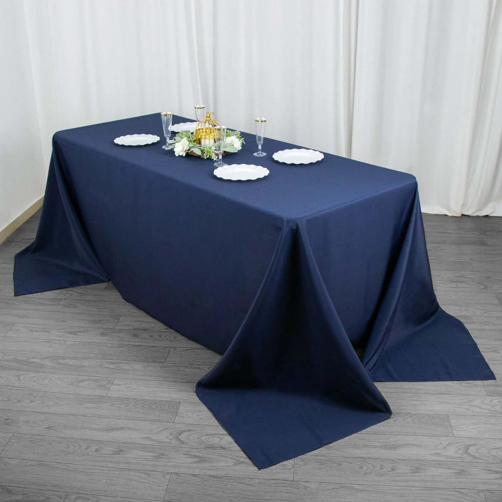 Premium Polyester Tablecloth 90"x132" Navy Blue | TableclothsFactory