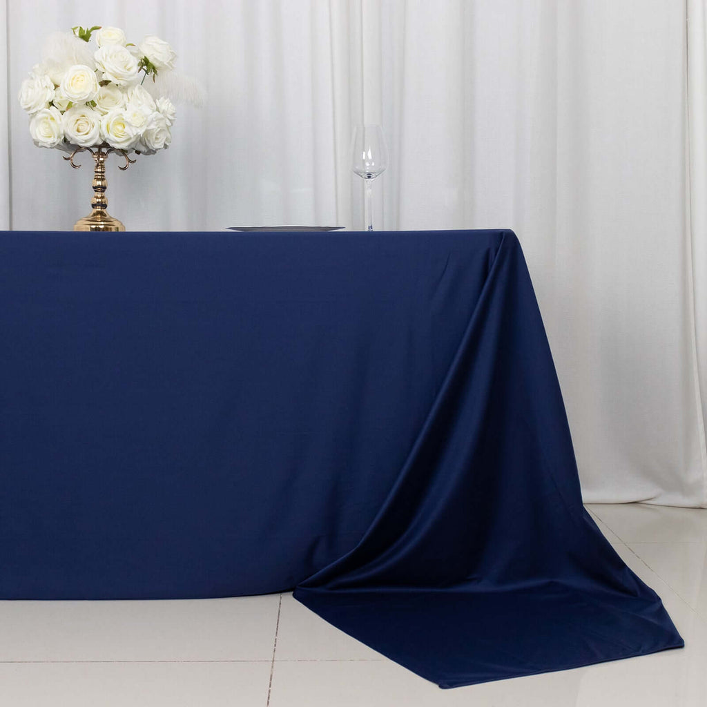 Scuba Rectangular Tablecloth 90"x156" Navy Blue | TableclothsFactory