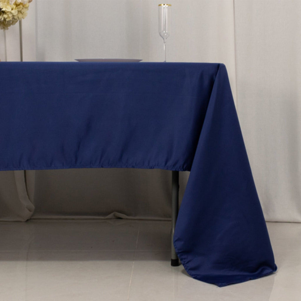 Lamour Satin Tablecloth 60"x126" Navy Blue | TableclothsFactory