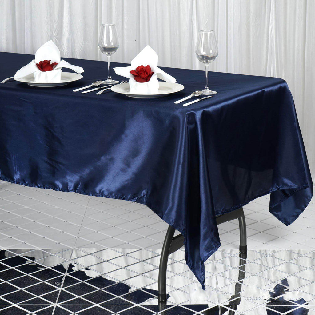 Satin Tablecloth 60"x102" Navy Blue | TableclothsFactory
