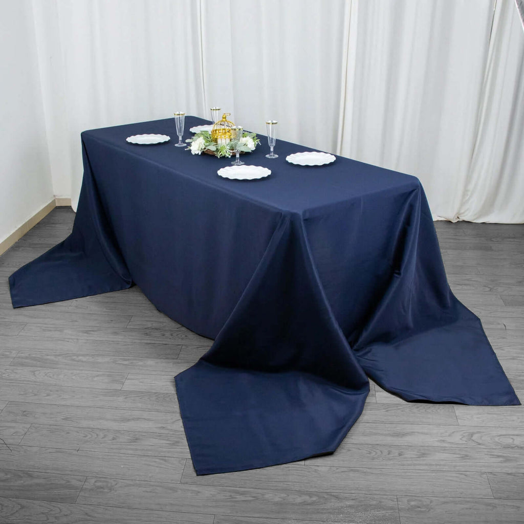 Premium Polyester Tablecloth 90"x156" Navy Blue | TableclothsFactory