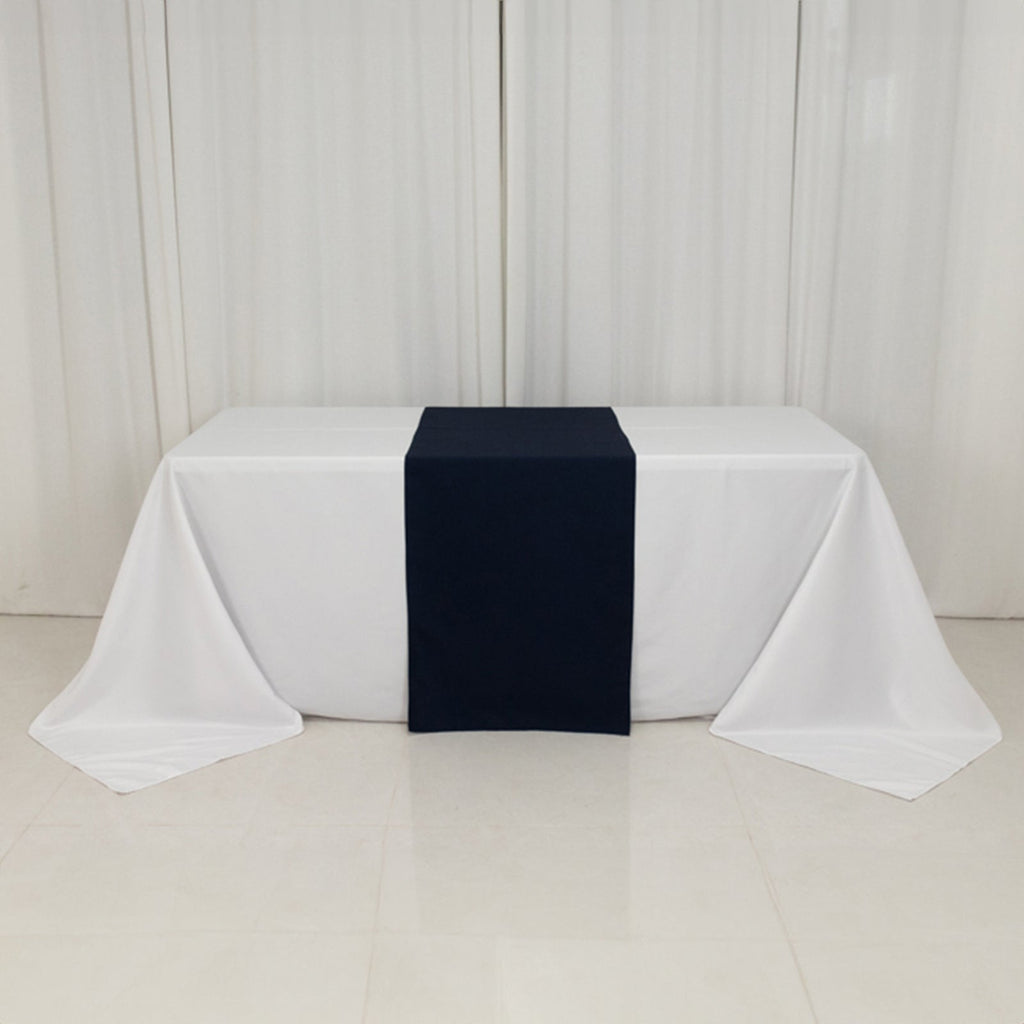 Premium Polyester Table Runner 24"x72" Navy Blue by TableclothsFactory.com