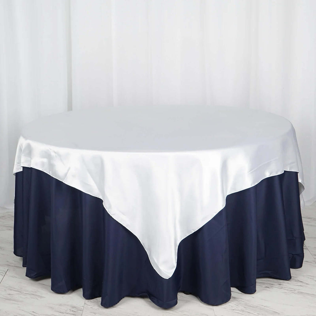 Satin Table Overlay 72"x72" White | TableclothsFactory